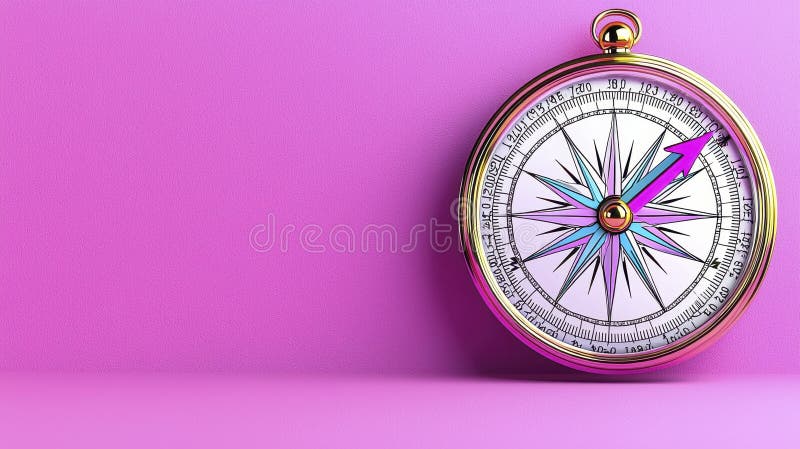 Low Poly Compass on Pink Background Stock Illustration - Illustration ...