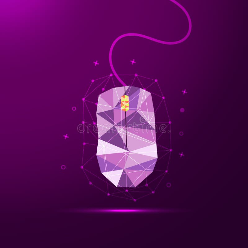 Low Poly Computer Mouse with Lines, Dots and Decorative Elements ...