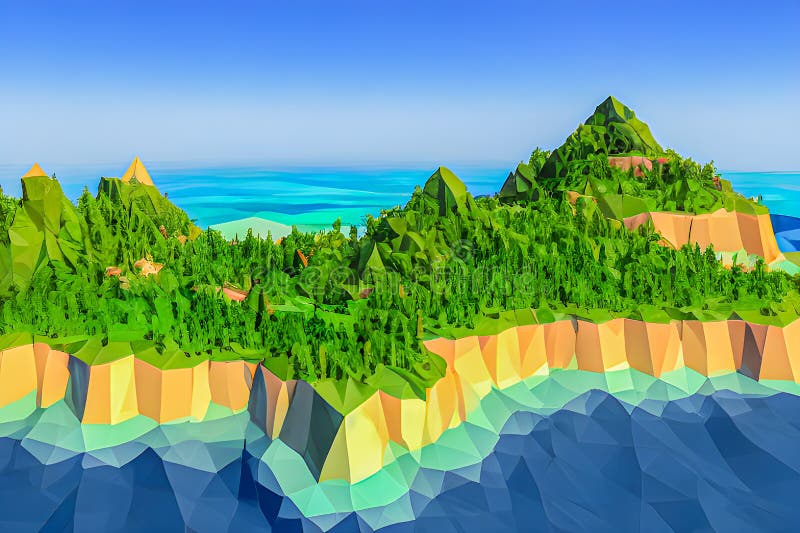 Low Poly Creating Elements Landscape from Scratch with As Few Geometric ...