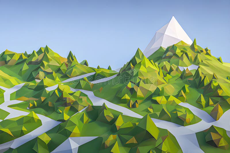 Low Poly Creating Elements Landscape from Scratch with As Few Geometric ...