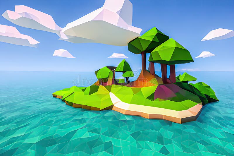 Low Poly Creating Elements Landscape from Scratch with As Few Geometric ...