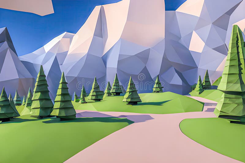 Low Poly Creating Elements Landscape from Scratch with As Few Geometric ...
