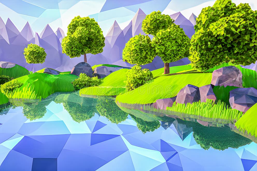 Low Poly Creating Elements Landscape from Scratch with As Few Geometric Elements Stock Photo ...