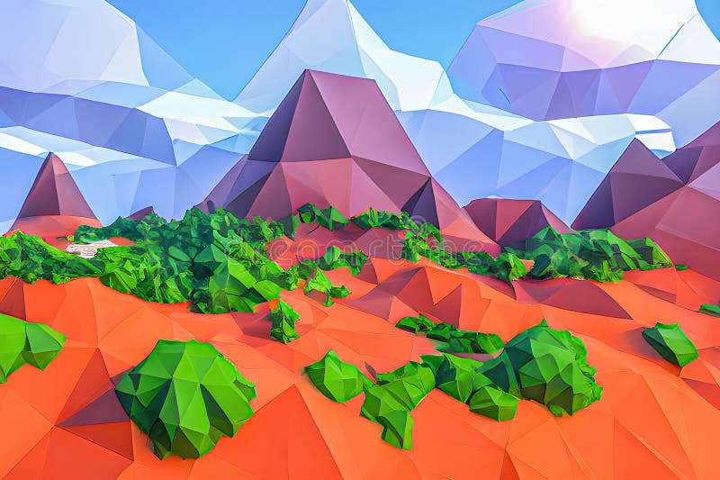 Low Poly Creating Elements Landscape from Scratch with As Few Geometric ...