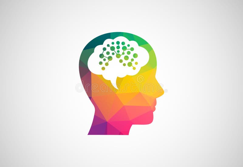 Low Poly Human Mind Brain Logo Design, Vector Illustration Stock ...