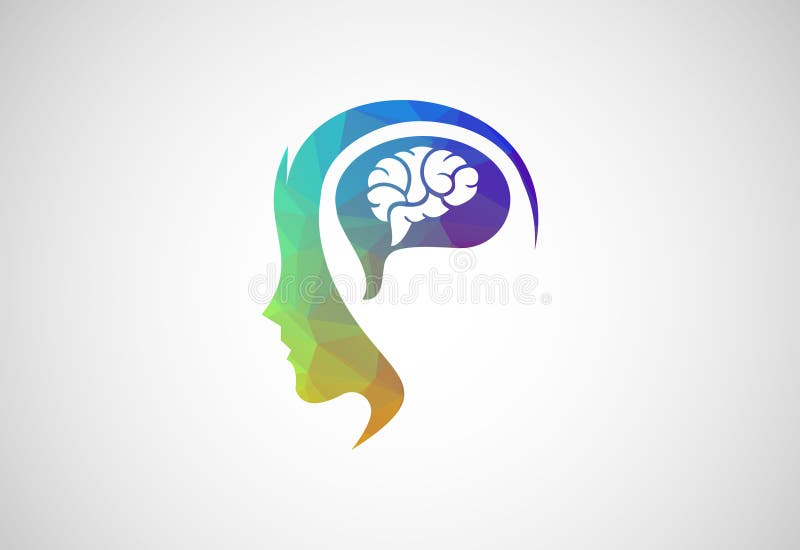 Low Poly Human Mind Brain Logo Design, Vector Illustration Stock ...