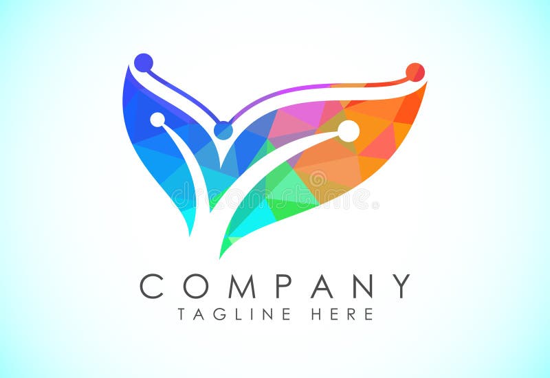 Low Poly Creative Leaf Technology Logo Design Template, Green ...