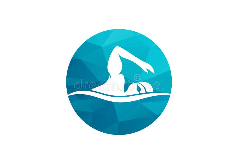 Low Poly and Swim Logo Design, Vector Illustration Stock Illustration ...
