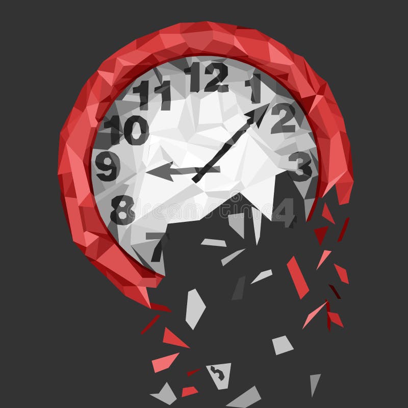 Low poly crumbling clock stock vector. Illustration of disperse - 78307131