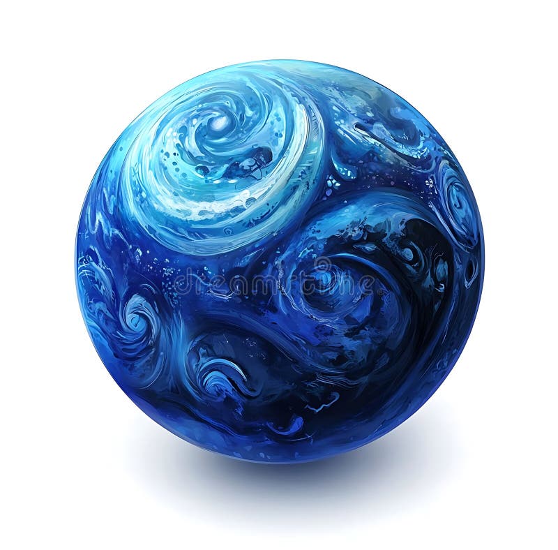 Low-Poly 3D Blue Planet with Fantasy Elements and Swirling Patterns on ...