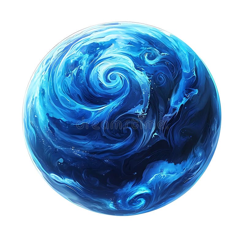 Low-Poly 3D Blue Planet with Fantasy Elements and Swirling Patterns on ...