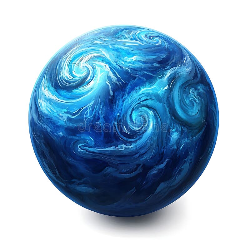 Low-Poly 3D Blue Planet with Fantasy Elements and Swirling Patterns on ...