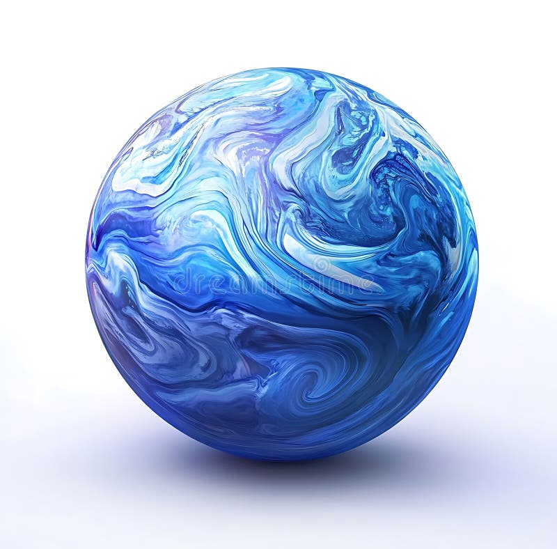 Low-Poly 3D Blue Planet with Fantasy Elements and Swirling Patterns on ...