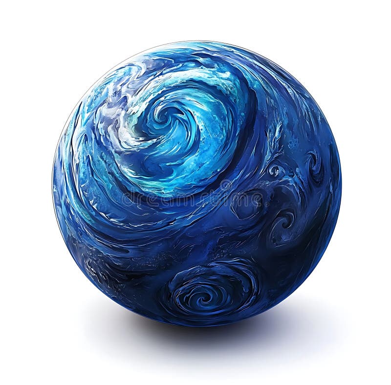 Low-Poly 3D Blue Planet with Fantasy Elements and Swirling Patterns on ...