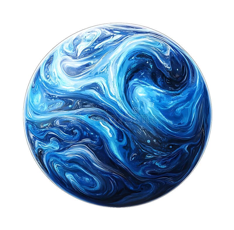 Low-Poly 3D Blue Planet with Fantasy Elements and Swirling Patterns on ...
