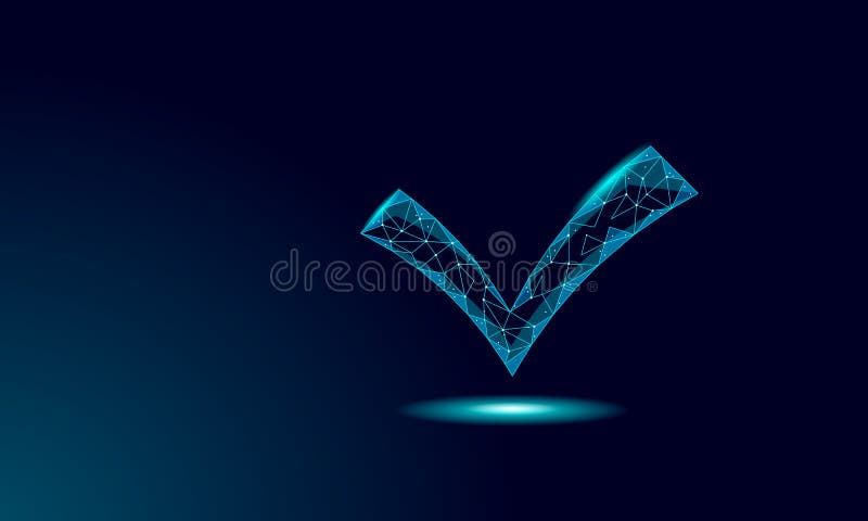 Low Poly 3D Check Icon Silhouette. Approved Test Correct Right Element ...