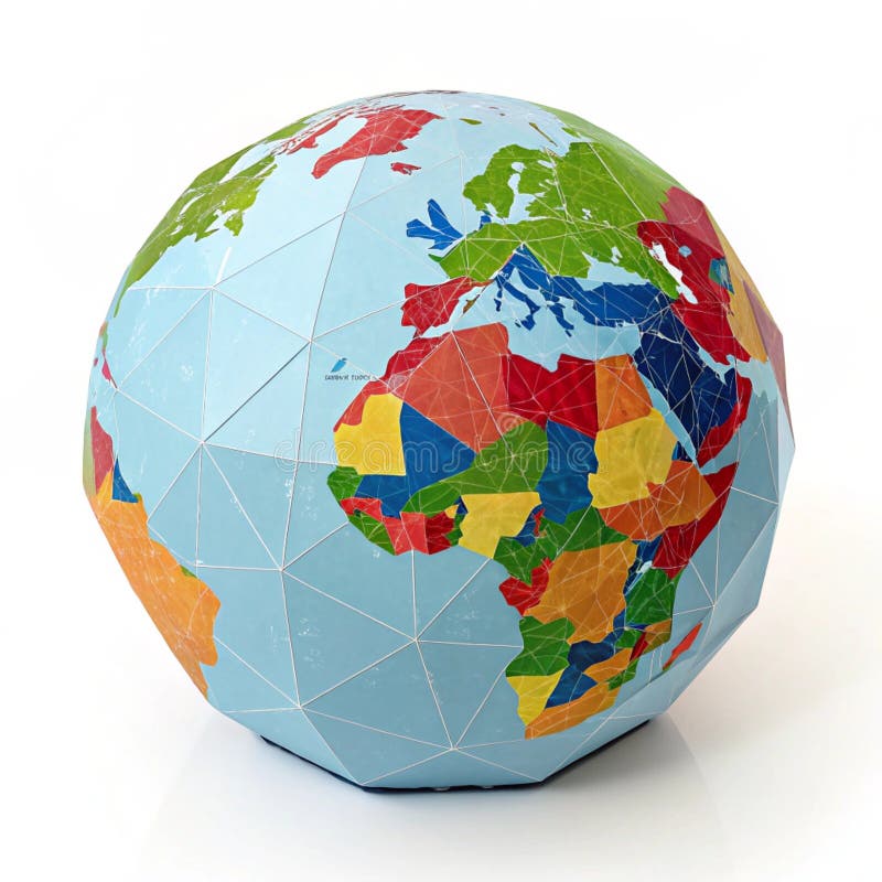 Low-poly 3D Earth model stock illustration. Illustration of polygonal ...