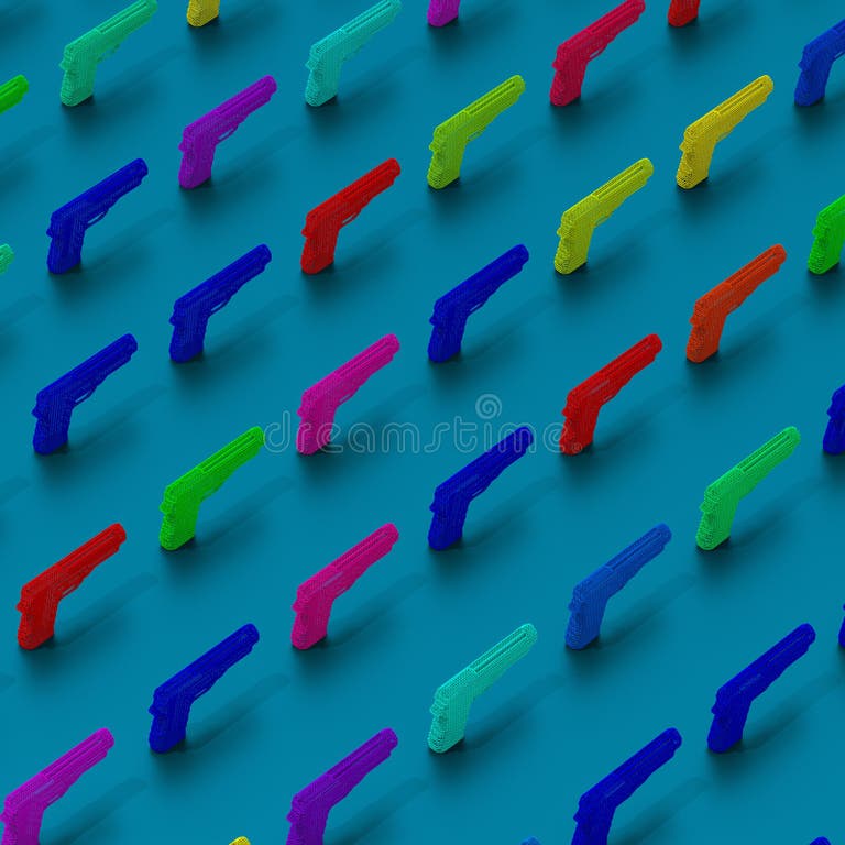 Low Poly 3d Guns Illustration Pattern Stock Illustration - Illustration ...