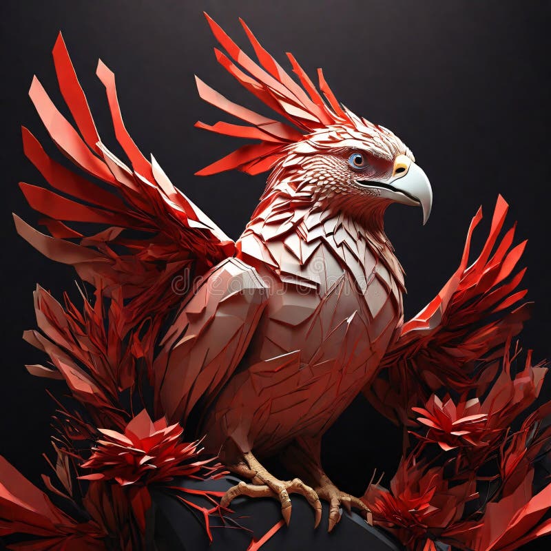 Low Poly 3d Illustration a Birds of the Eagle in Red Canvas Stock ...