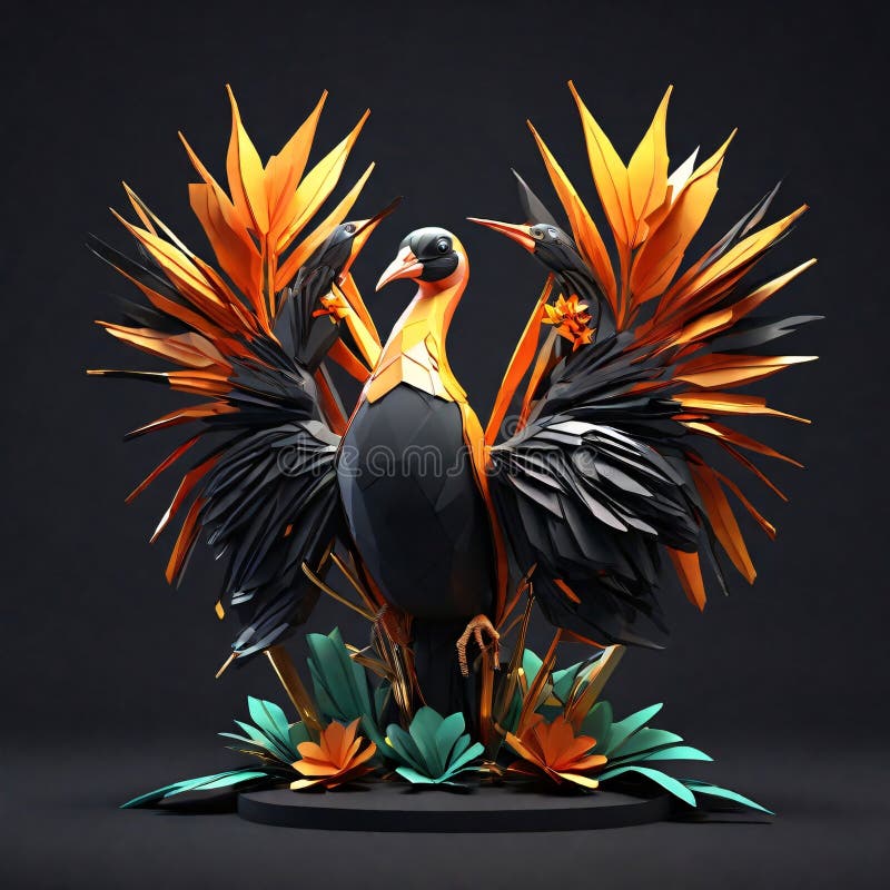 Low Poly 3d Illustration of a Birds of Paradise Stock Illustration ...