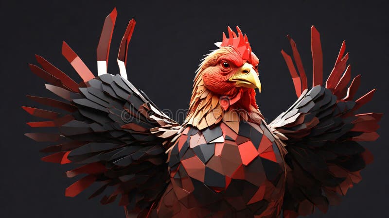 Low Poly 3d Illustration of a Chicken in Metaverse Stock Illustration ...