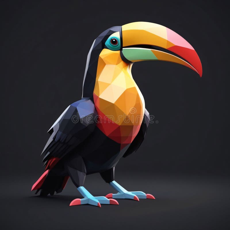 Low Poly 3d Illustration a Toucan Stock Illustration - Illustration of ...