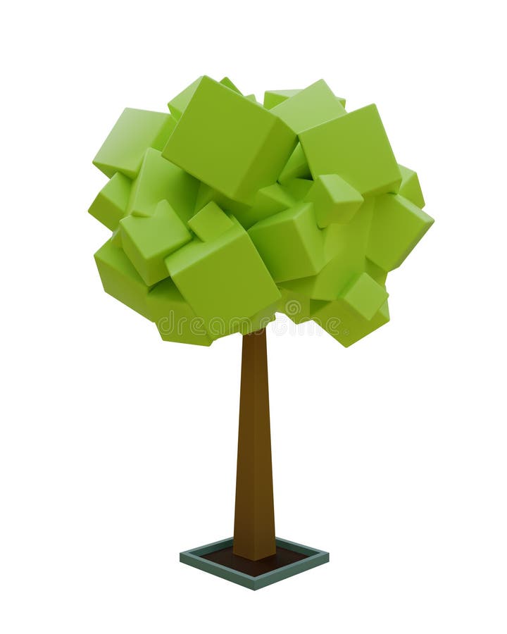 Low Poly 3D Illustration of a Tree Stock Image - Illustration of ...
