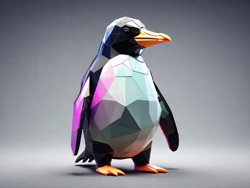 Low Poly 3d Image of Low Poly Pinguin Stock Illustration - Illustration ...