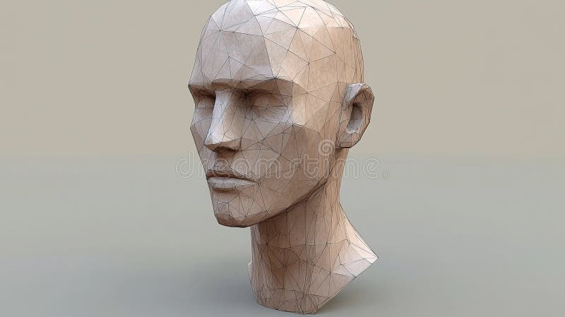 Low-poly 3D Male Head Model, Neutral Expression, Studio, Beige ...
