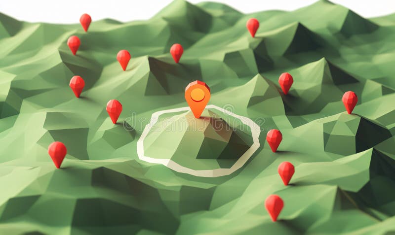 Low Poly 3D Map Location Pinpoint Navigation High Quality Image Stock ...