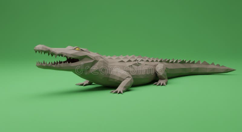 Low Poly Crocodile Model a Lowpoly 3D Model of a Crocodile Against a ...