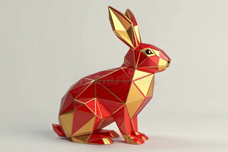 A Low-poly 3D Model of a Golden Red Rabbit. Its Geometric Design ...