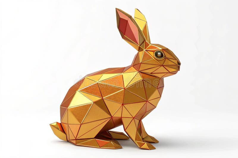 A Low-poly 3D Model of a Golden Red Rabbit. Its Geometric Design ...