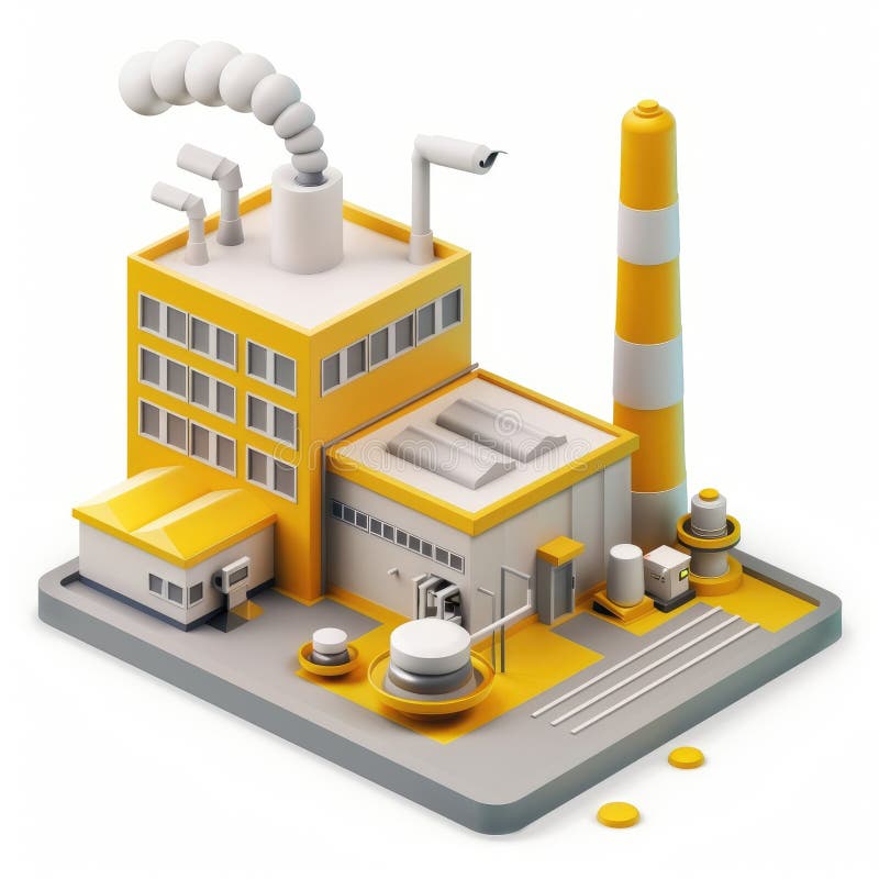 Low-Poly 3D Model of a Modern Factory with Smoke Stack Stock ...