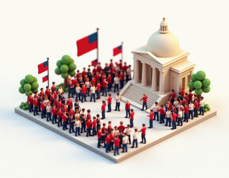 Low Poly 3D Model of People Protesting Outside Government Building ...