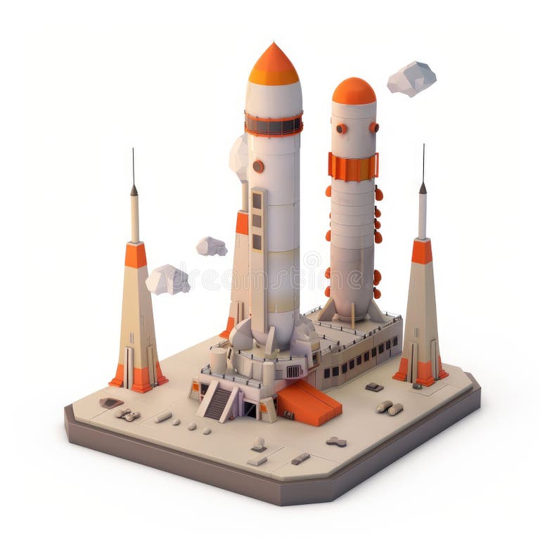 Low Poly Rocket Launchpad: Futuristic Spacecraft Ready for Takeoff ...
