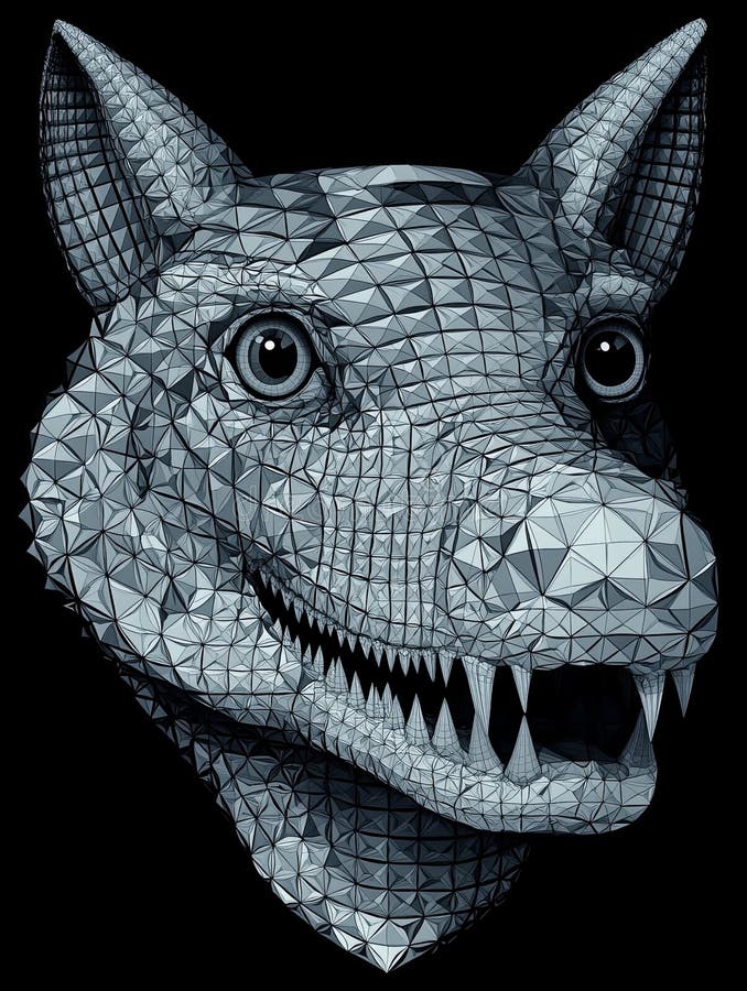 Low-poly 3D Model of a Wolf Head with Crocodile-like Texture Stock ...