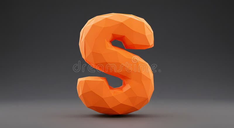 Low-Poly 3D Render of Orange Letter S on a Gray Background a Stunning ...