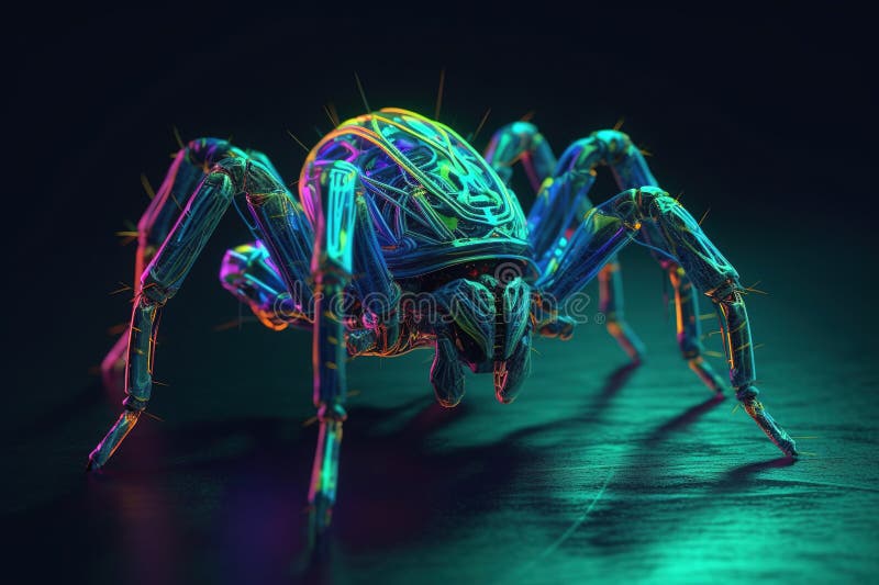 Low Poly 3D Spider, Front Facing, Led Color Background, Colorful AI ...