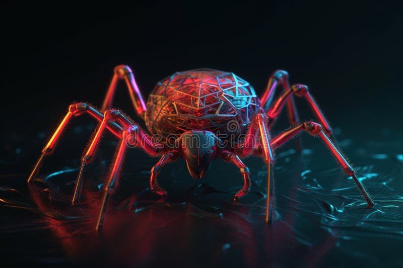 Low Poly 3D Spider, Front Facing, Led Color Background, Colorful AI ...