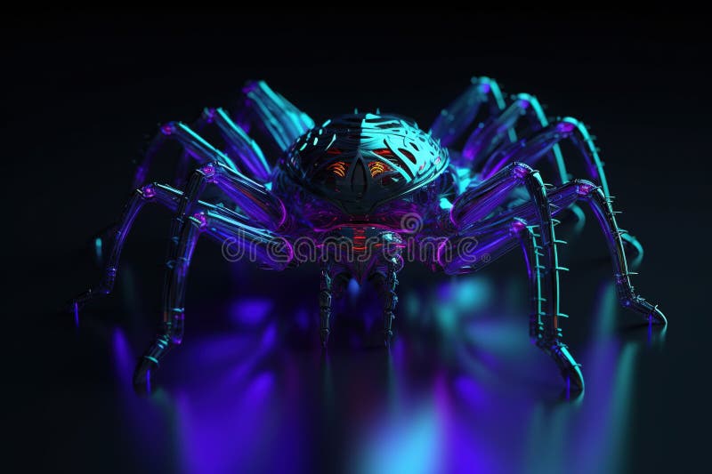 Low Poly 3D Spider, Front Facing, Led Color Background, Colorful AI ...