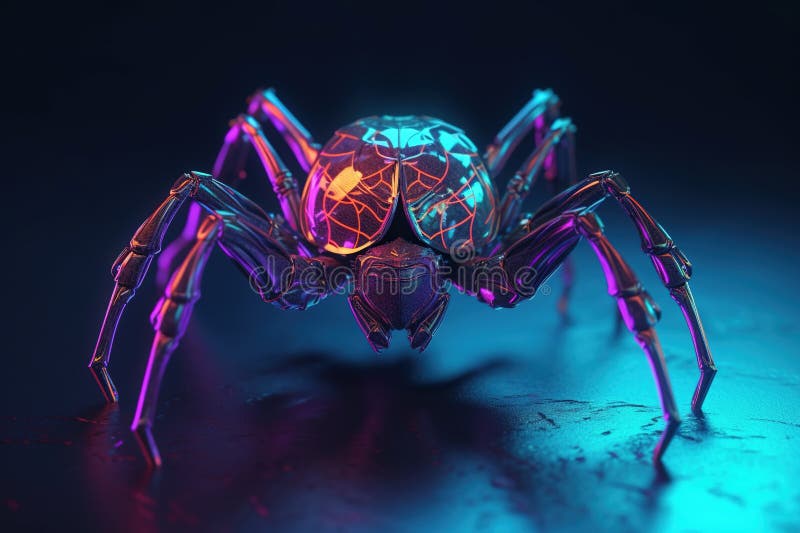 Low Poly 3D Spider, Front Facing, Led Color Background, Colorful AI ...