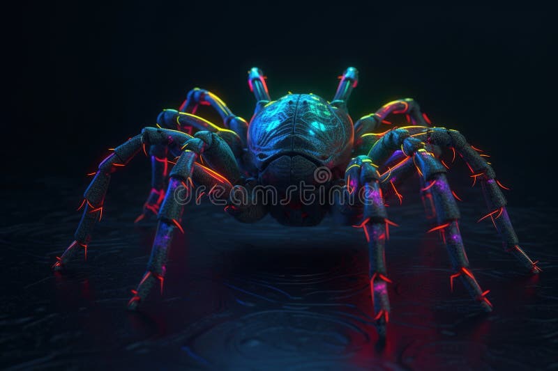 Low Poly 3D Spider, Front Facing, Led Color Background, Colorful AI ...