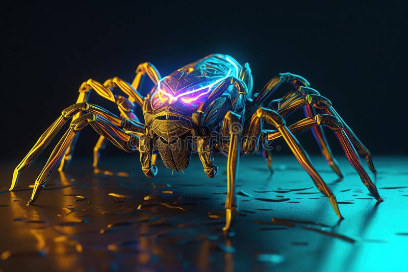 Low Poly 3D Spider, Front Facing, Led Color Background, Colorful AI ...