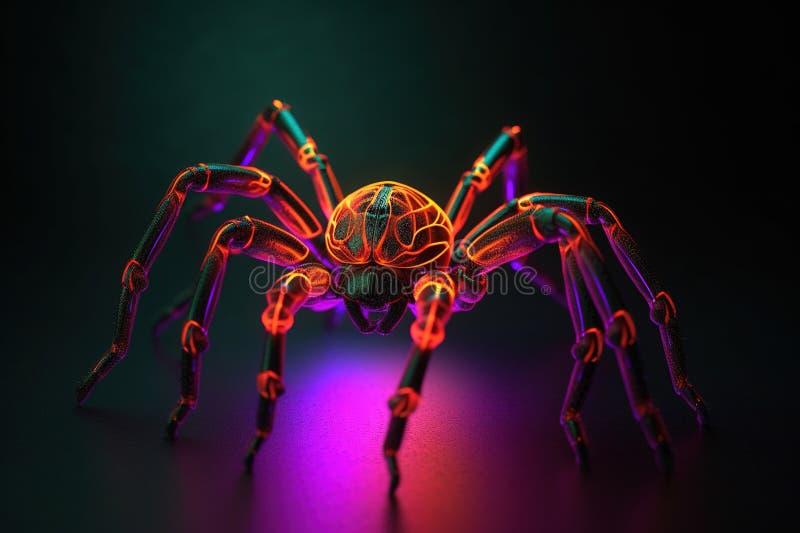 Low Poly 3D Spider, Front Facing, Led Color Background, Colorful AI ...