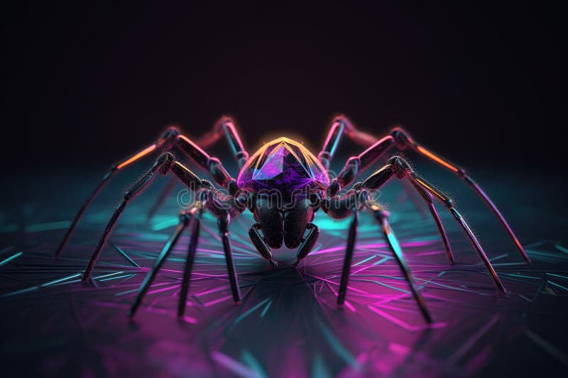 Low Poly 3D Spider, Front Facing, Led Color Background, Colorful AI ...