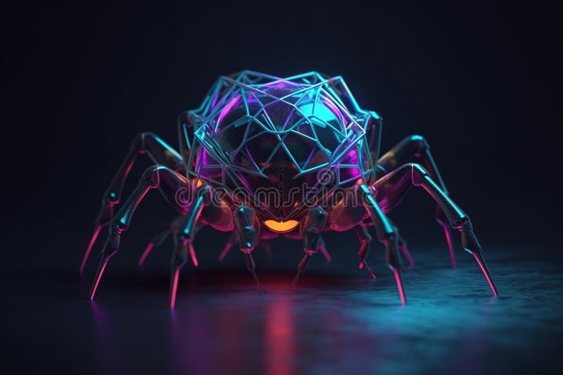 Low Poly 3D Spider, Front Facing, Led Color Background, Colorful AI ...