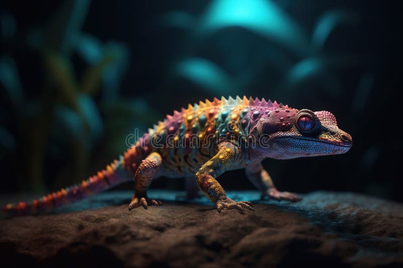 Low Poly 3D Tokay Gecko, Agama, Front Facing, Led Color Background ...