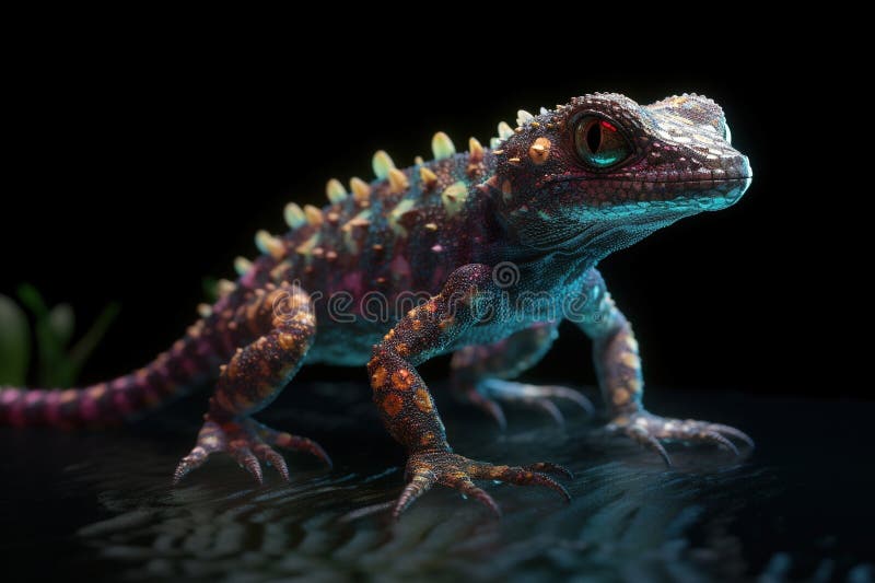 Low Poly 3D Tokay Gecko, Agama, Front Facing, Led Color Background ...