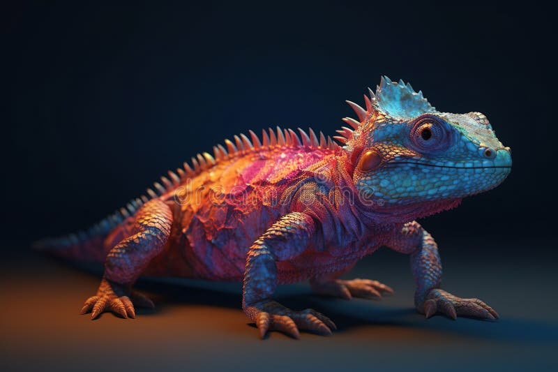 Low Poly 3D Tokay Gecko, Agama, Front Facing, Led Color Background ...